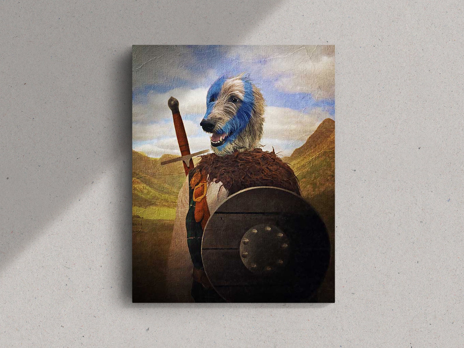 Braveheart Pet Dog Portrait Custom Canvas Personalised | Etsy
