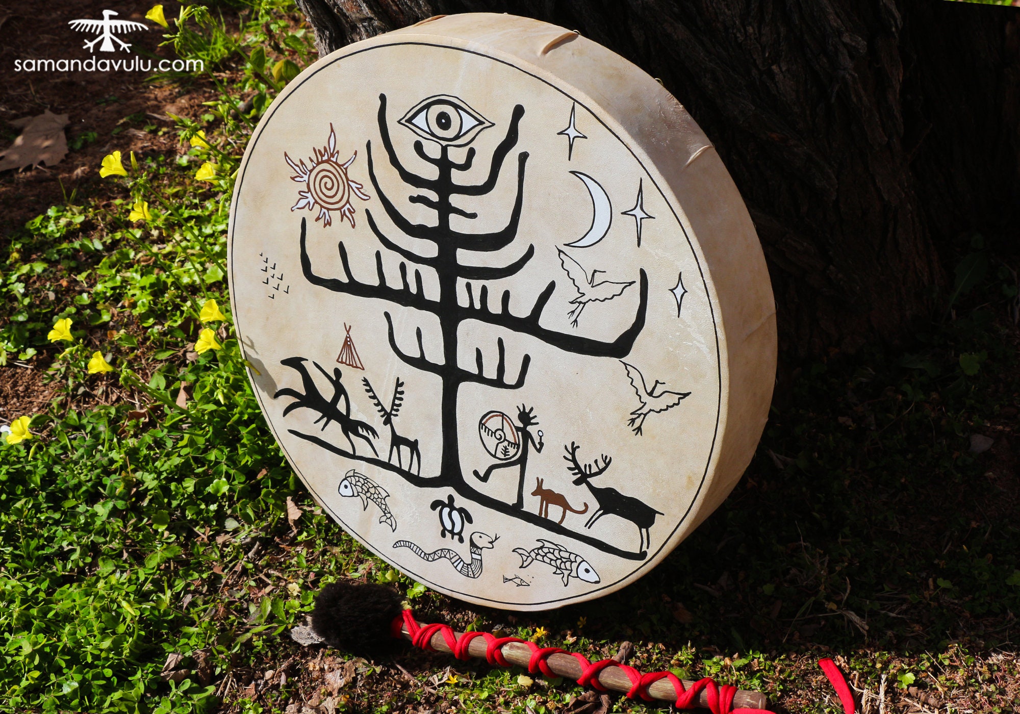 Siberian Shaman Drums, Hand-carved Figured Handle, Traditional Medicine ...