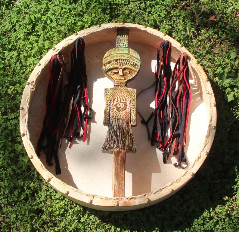 Siberian Shamanic Drum, Handcarved Figured Handle, Traditional Medicine ...