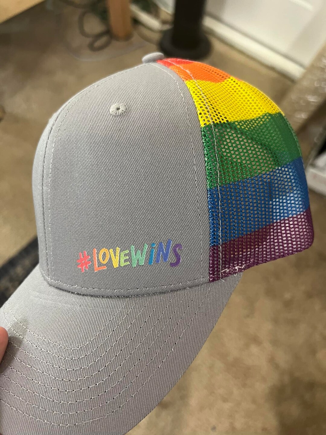 Love Wins Rainbow Trucker Hat | Gay Pride Hat | LGBTQ | Pride Gift Hat ...