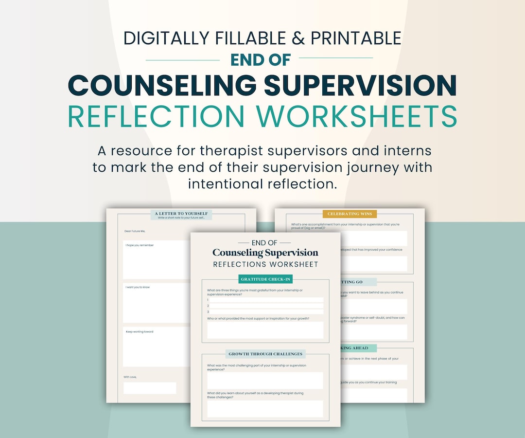End of Counseling Supervision Worksheet Therapist Intern Resources ...
