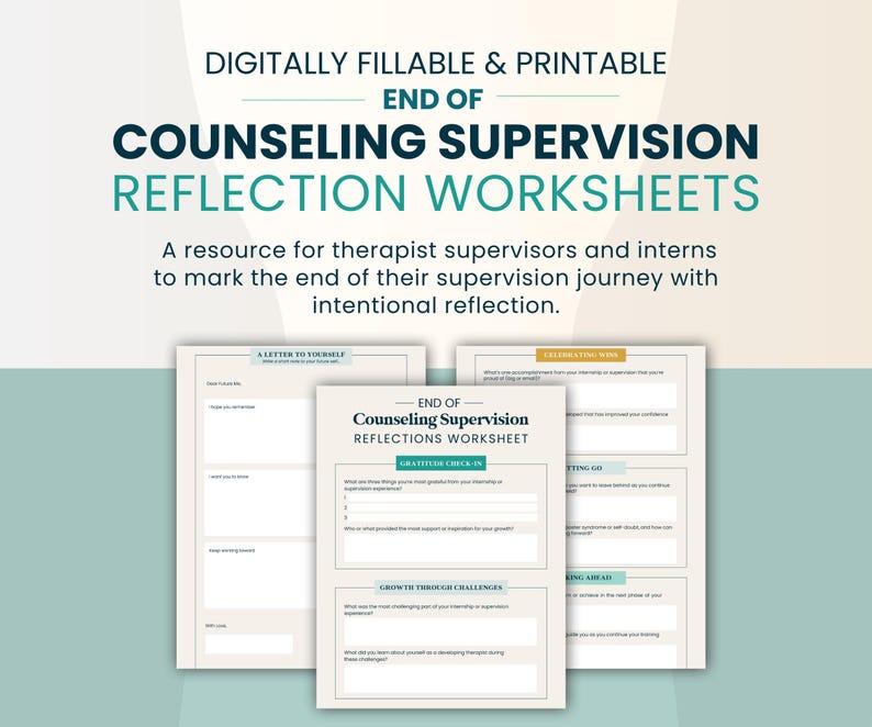 End of Counseling Supervision Worksheet Therapist Intern Resources ...