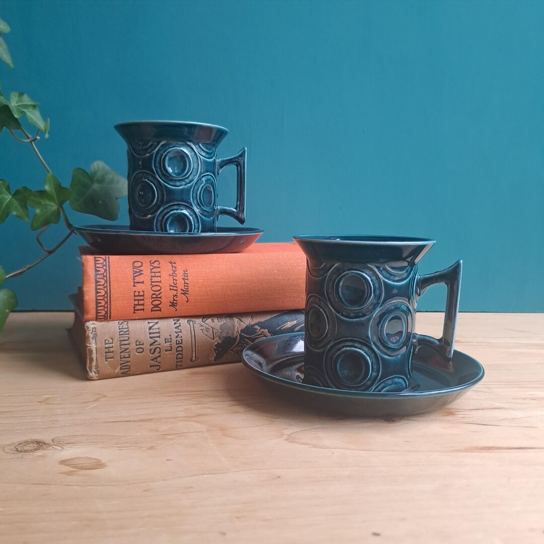 Porteirion Jupiter Coffee Cups and Saucers Retro Set of Two Space-age ...