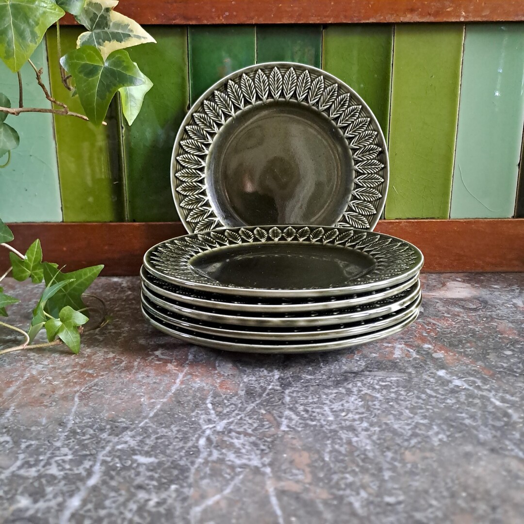 Vintage Retro Dark Green 1970s Set of Six Tams Side Plates - Etsy