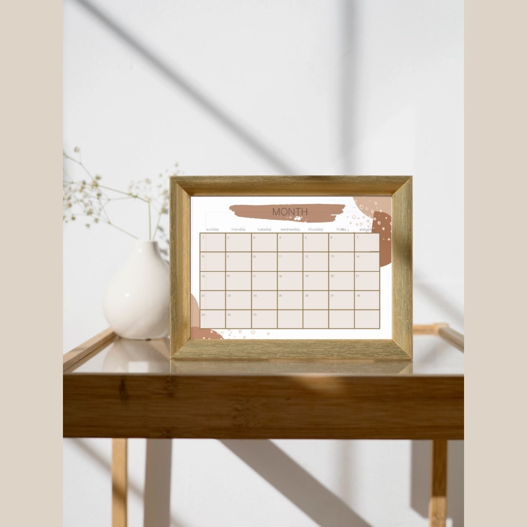Editable Monthly Calendar/ Calendar Printable/ Boho Calendar/ Canva ...