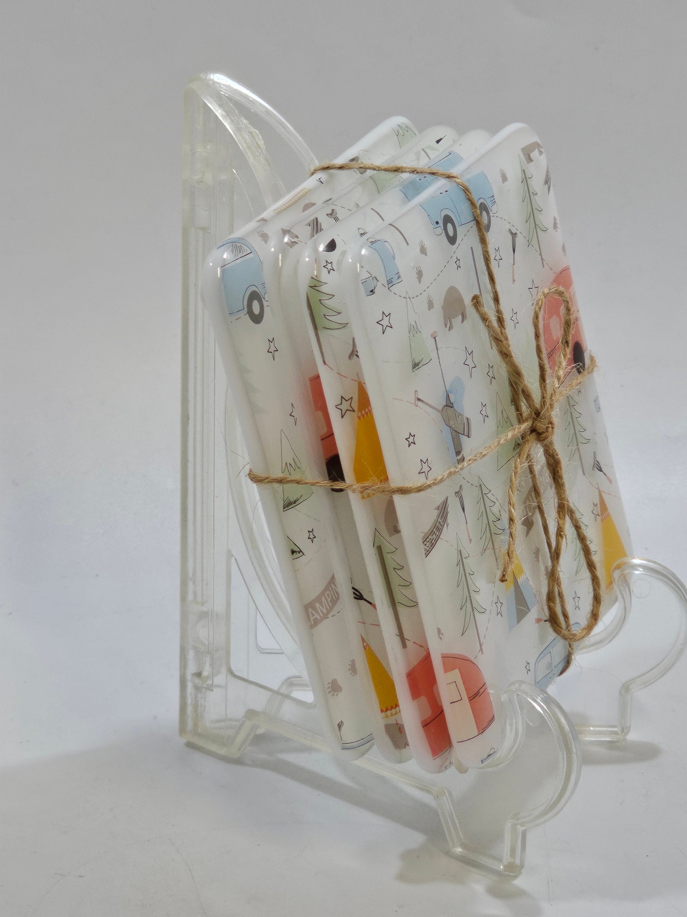 Set of 4 Fused Glass Camping Coasters - Etsy