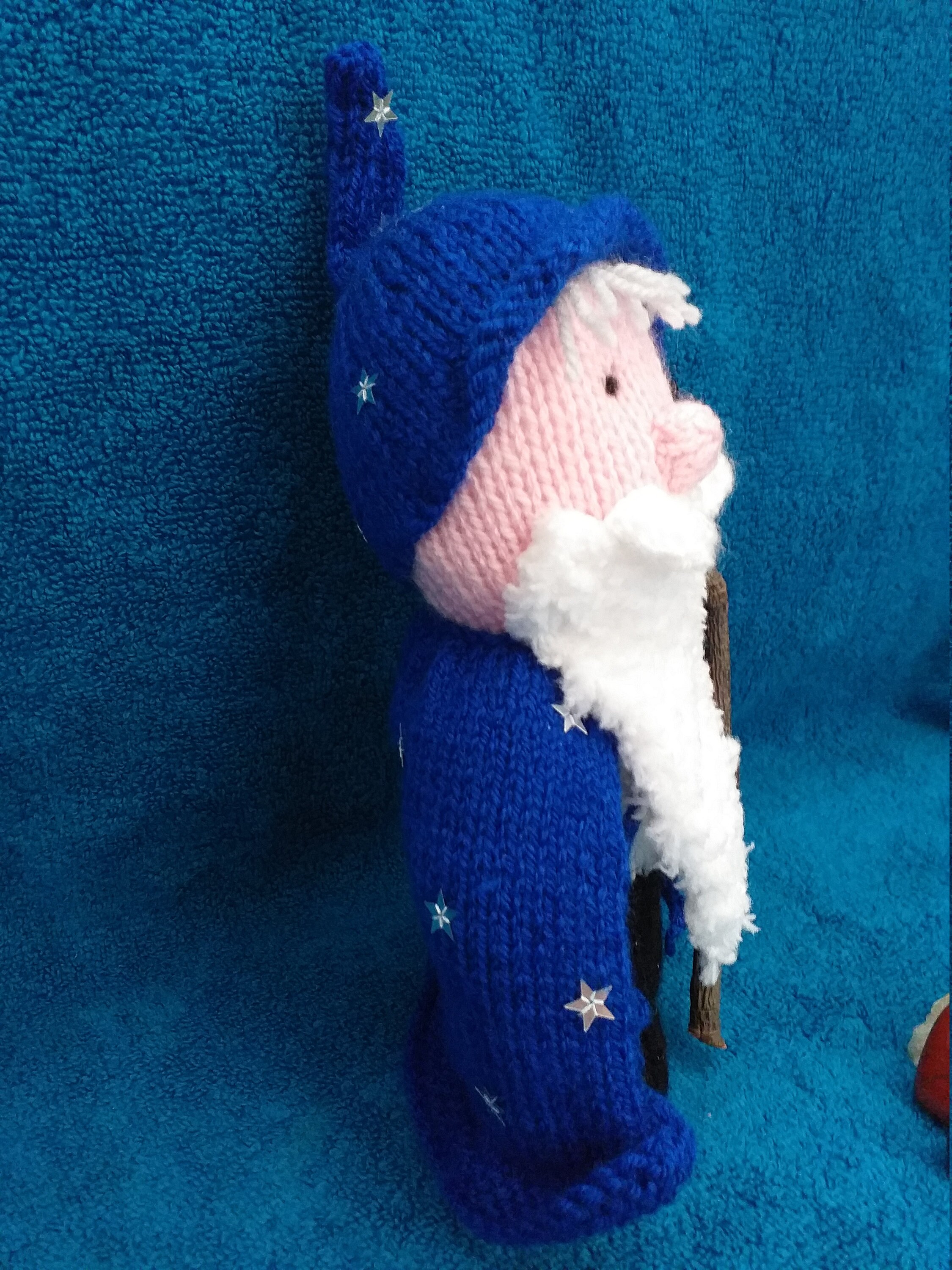 Hand Knitted Wizard With Crystal Topped Staff and Star Detail - Etsy UK