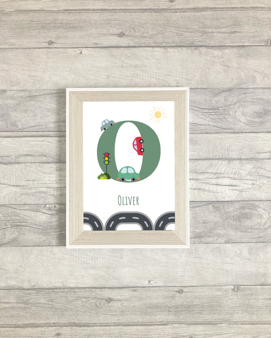 Car Initial & Name Print | Personalised Children’s Wall Art | Custom ...