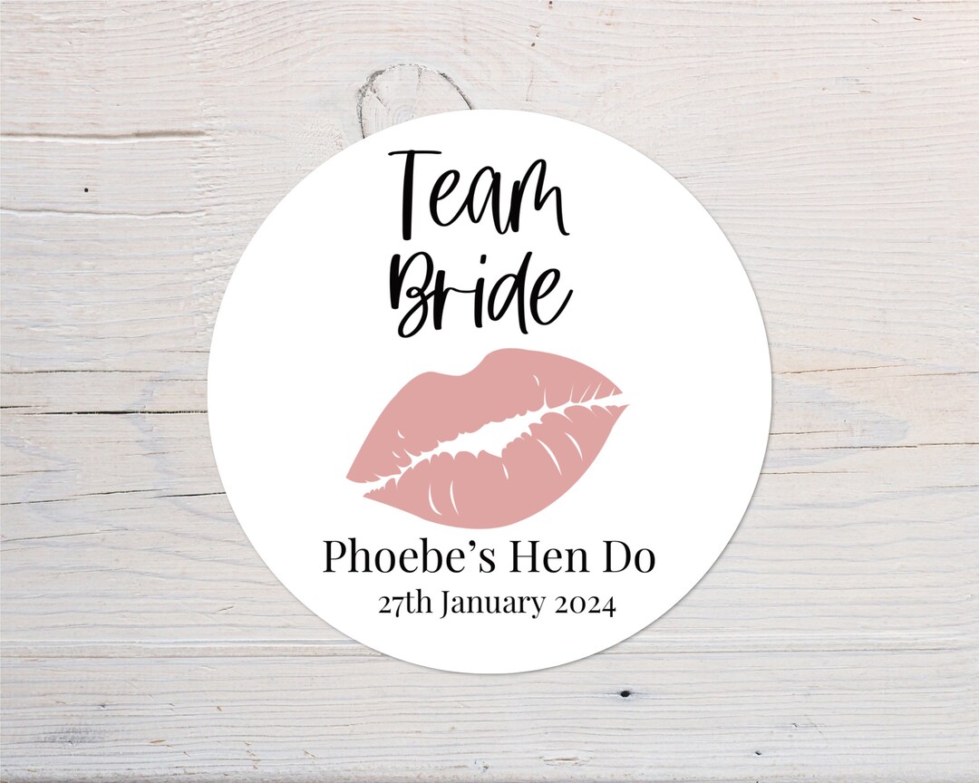 Team Bride Hen Do Labels | Personalised Bridal Shower Stickers | Party ...