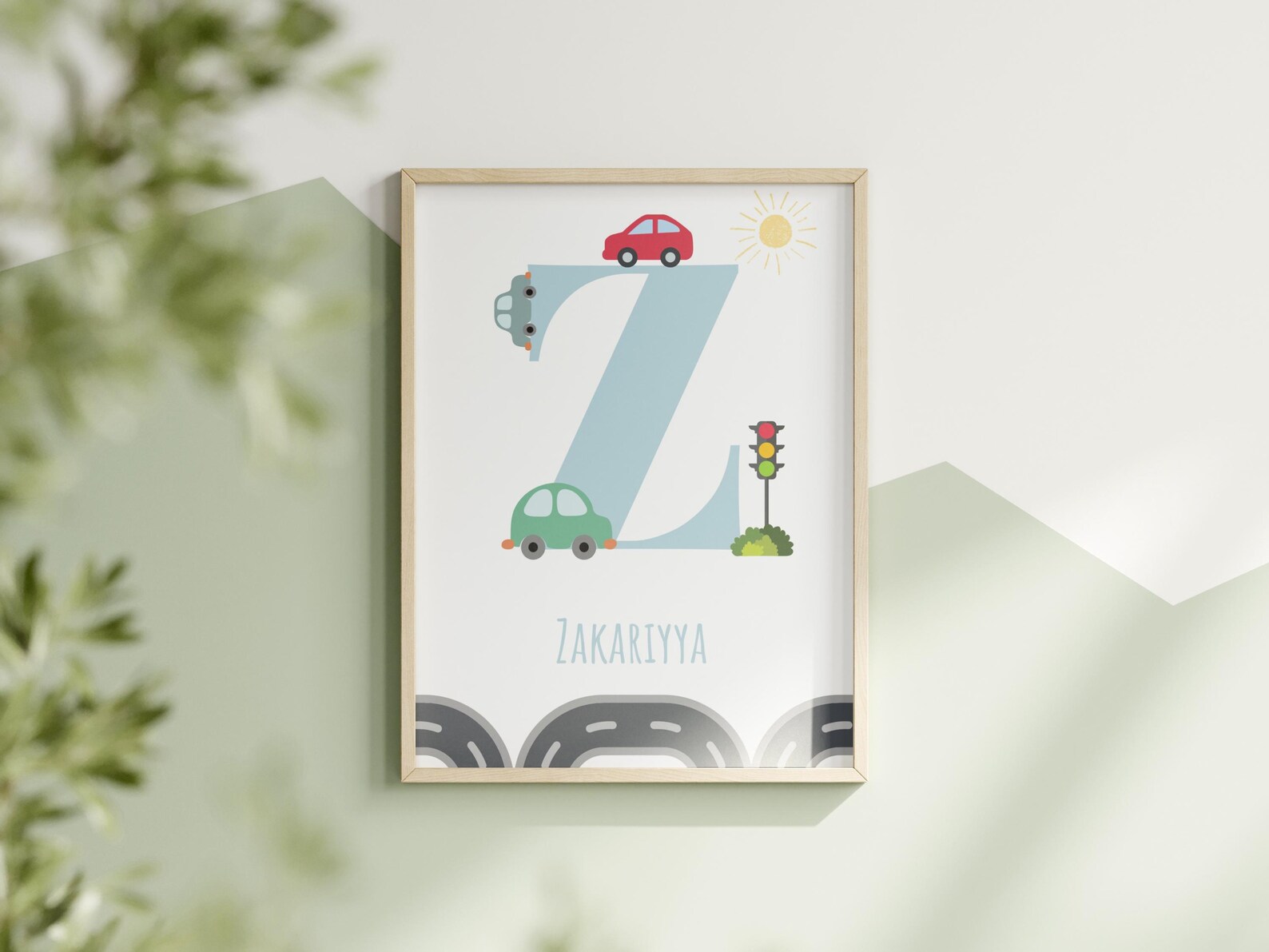 Car Initial & Name Print | Personalised Children’s Wall Art | Custom ...