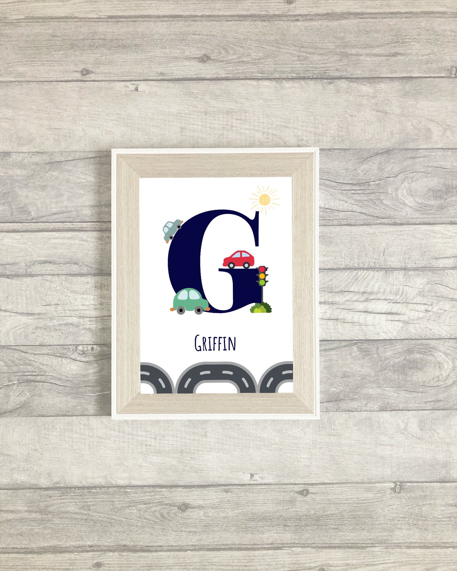 Car Initial & Name Print | Personalised Children’s Wall Art | Custom ...