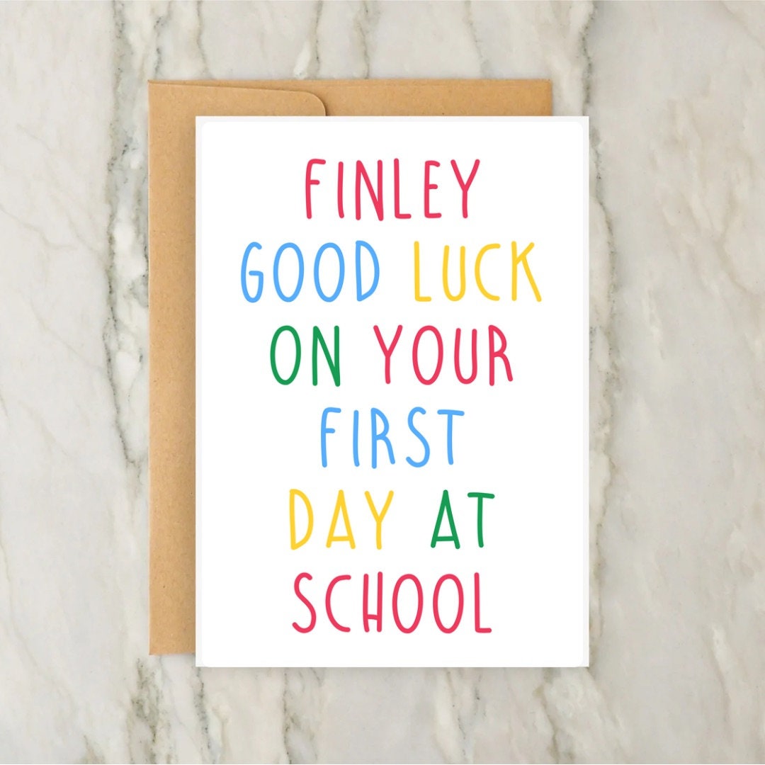 First Day of School Card | Personalised Good Luck Greeting Card ...