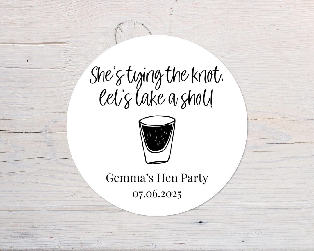 She’s Tying the Knot Hen Do Labels | Personalised Bridal Shower | Party ...