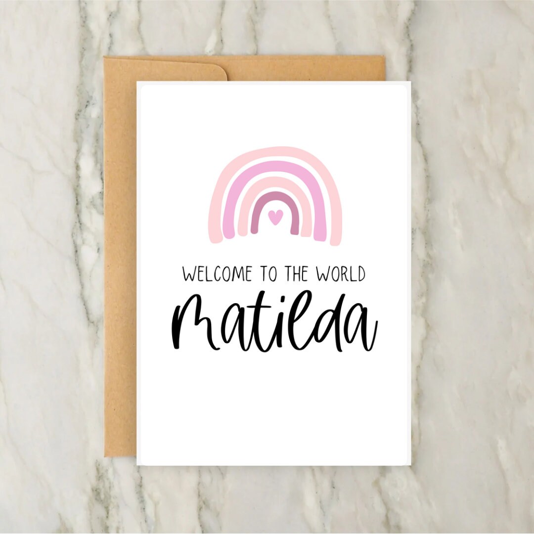 Pink Rainbow New Baby Girl Card | Personalised Greeting Card | Custom ...