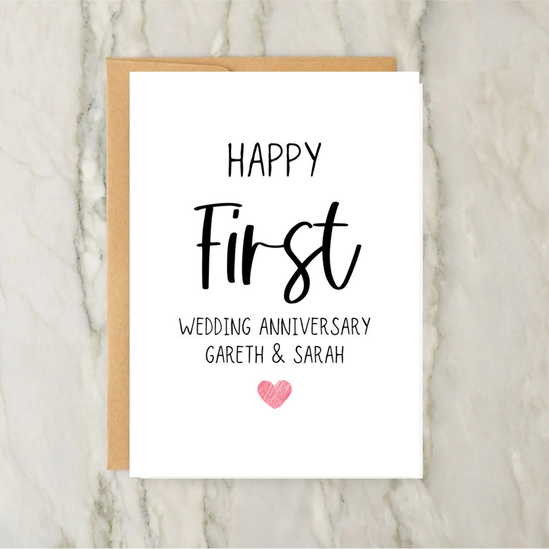 Happy First Wedding Anniversary Card | Personalised Greeting Card | 1st ...