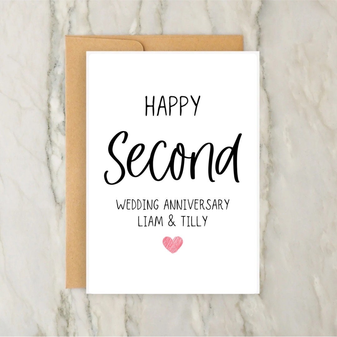 Happy Second Wedding Anniversary Card | Personalised Greeting Card ...