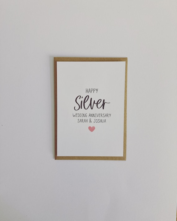 Happy Silver Wedding Anniversary Card Personalised Greeting - Etsy