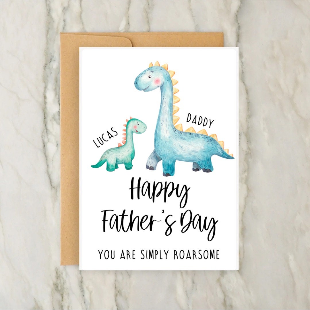 Dinosaur Father’s Day Card | Personalised Greeting Card | Custom Card ...