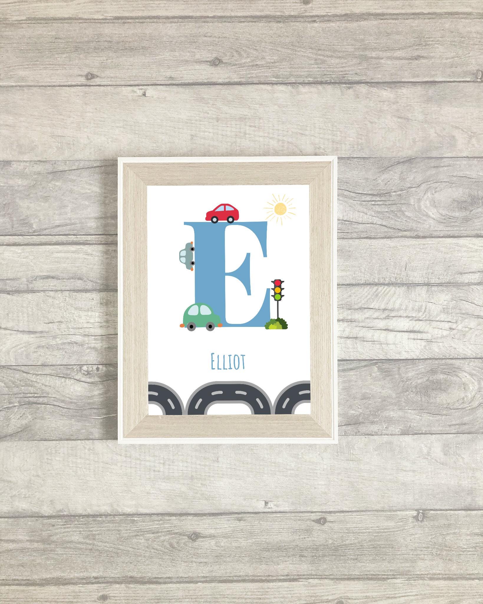 Car Initial & Name Print | Personalised Children’s Wall Art | Custom ...