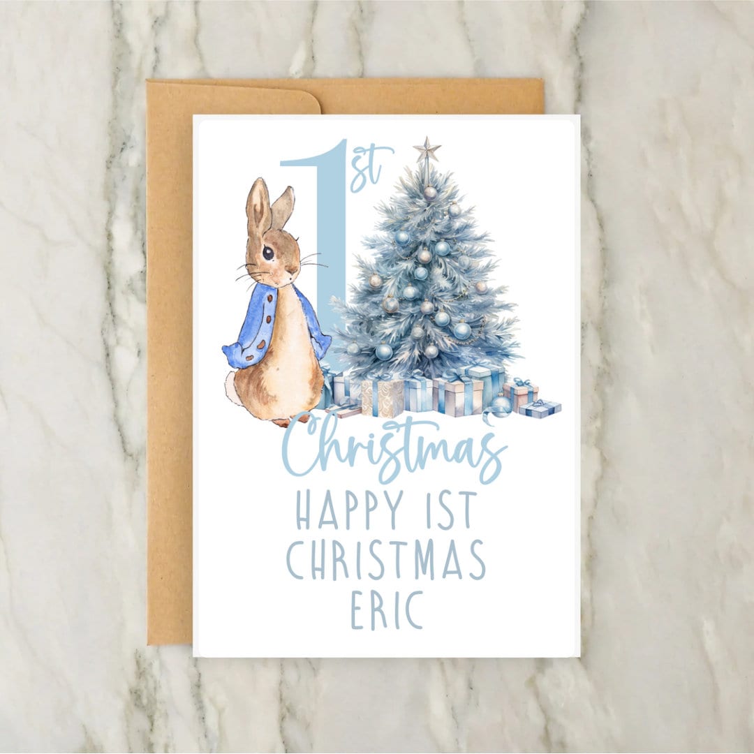 Peter Rabbit 1st Christmas Card | Personalised First Xmas Card | Custom ...
