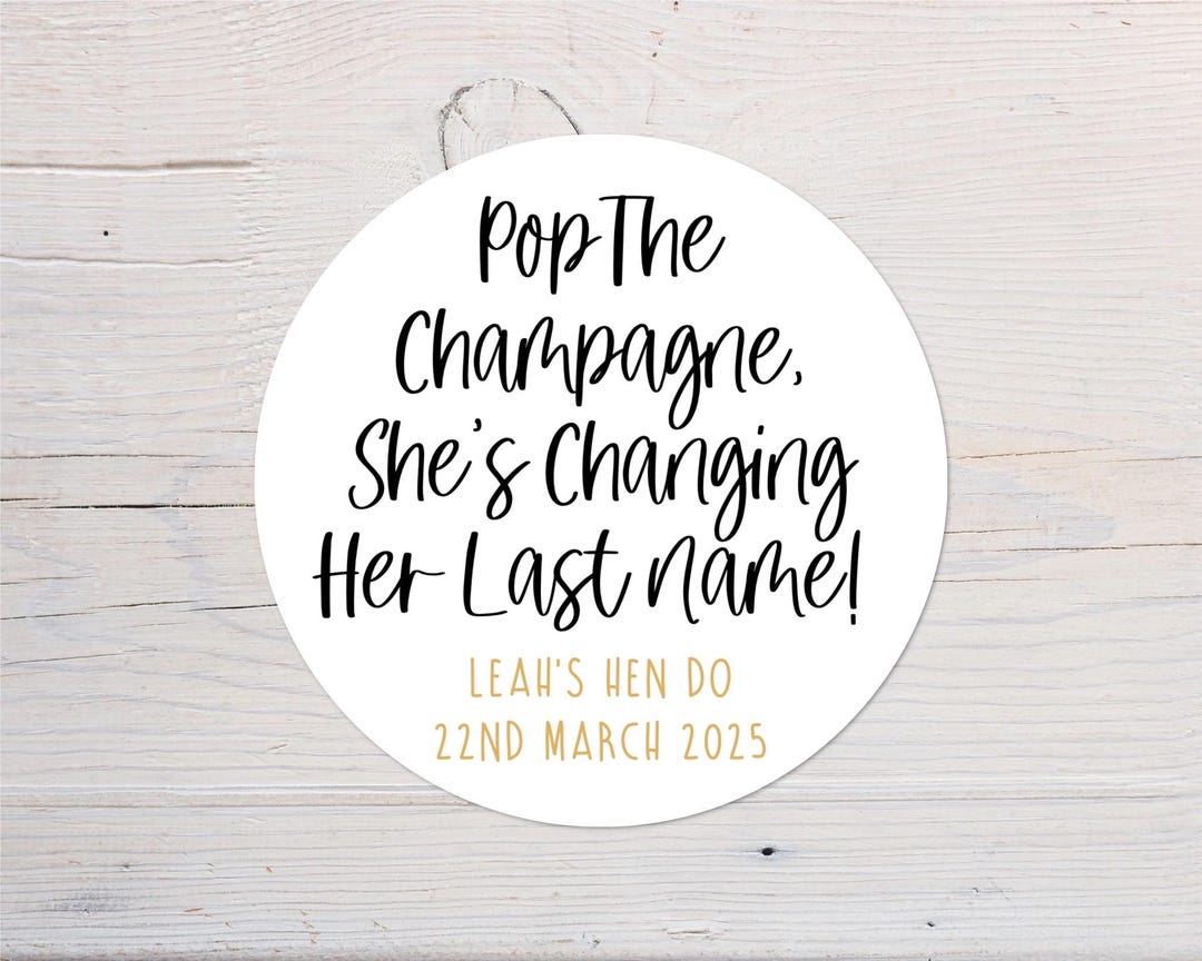 Pop the Champagne Hen Do Labels | Personalised Bridal Shower | Party ...