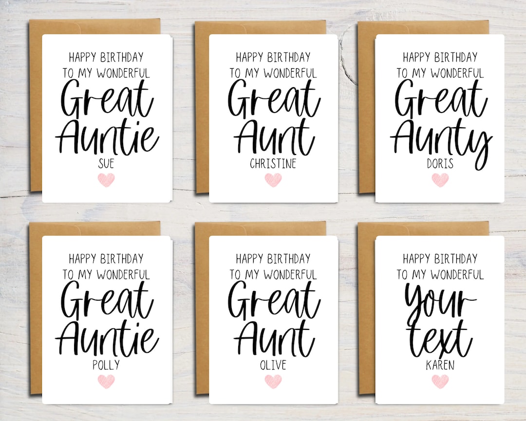 Great Auntie Birthday Card | Personalised Family Greeting Card | Custom ...