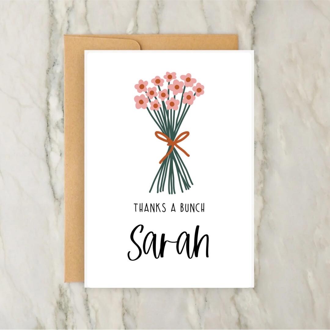 Thanks A Bunch Thank You Card | Personalised Greeting Card | Custom ...