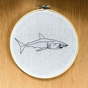 PDF Embroidery Pattern, One Line Fish, Shark, Fish, Simple Pattern ...