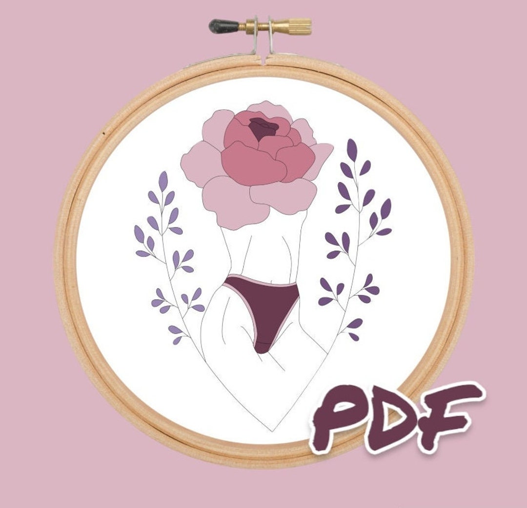 PDF Hand Embroidery Design of Female Body With Peony Flowers ...