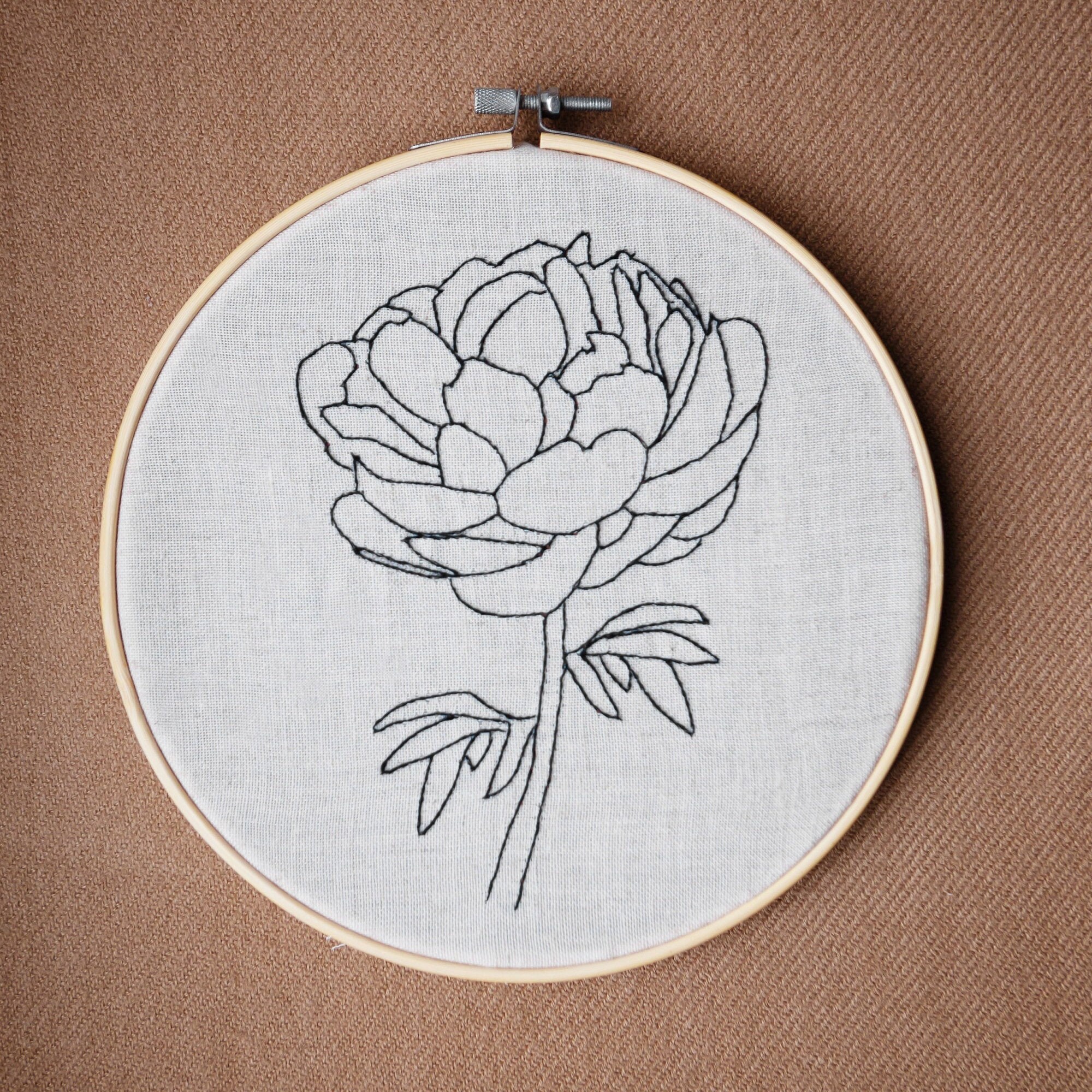 PDF Embroidery Pattern, One Line Peony Embroidery, Nature, Trendy ...