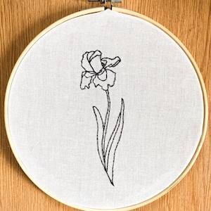 PDF Embroidery Pattern, One Line Design, Iris Plant Design, Iris ...
