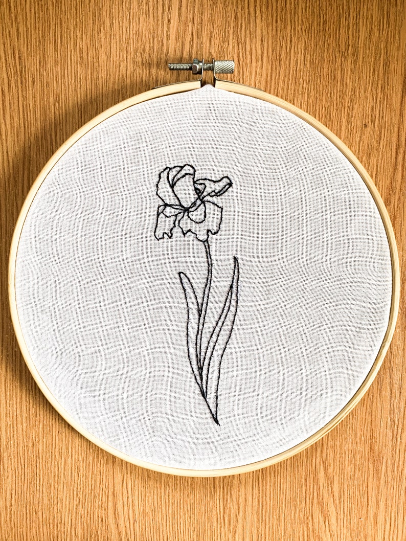 PDF Embroidery Pattern, One Line Design, Iris Plant Design, Iris ...