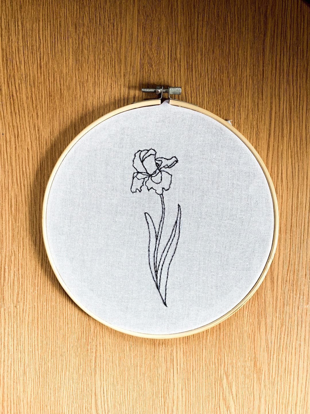 PDF Embroidery Pattern, One Line Design, Iris Plant Design, Iris ...