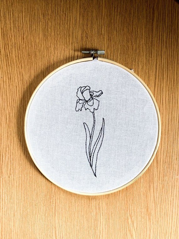 PDF Embroidery Pattern One Line Design Iris Plant Design - Etsy
