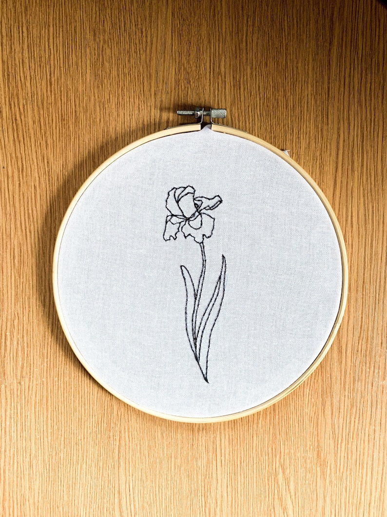 PDF Embroidery Pattern, One Line Design, Iris Plant Design, Iris ...