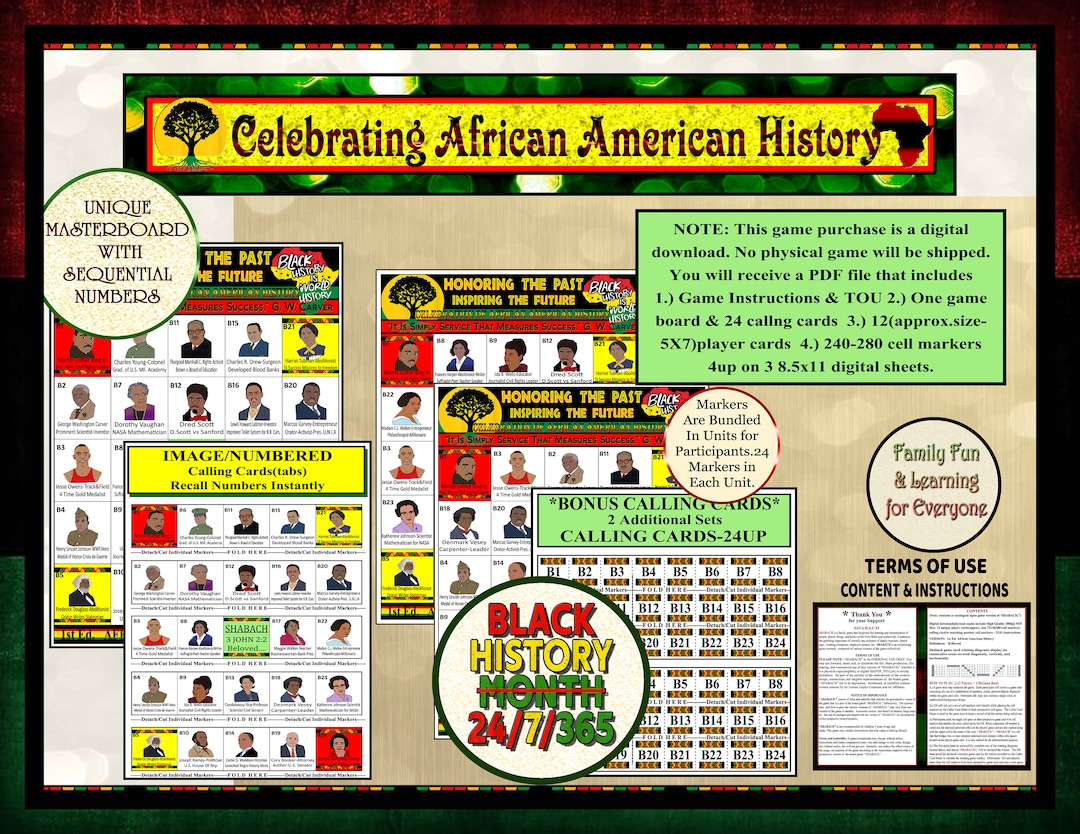 12 Game Cards Celebrating BLACK AFRICAN AMERICAN History-today 7/365 - Etsy
