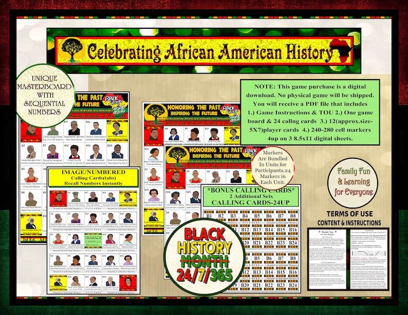 12 Game Cards Celebrating BLACK AFRICAN AMERICAN History-today 7/365 - Etsy