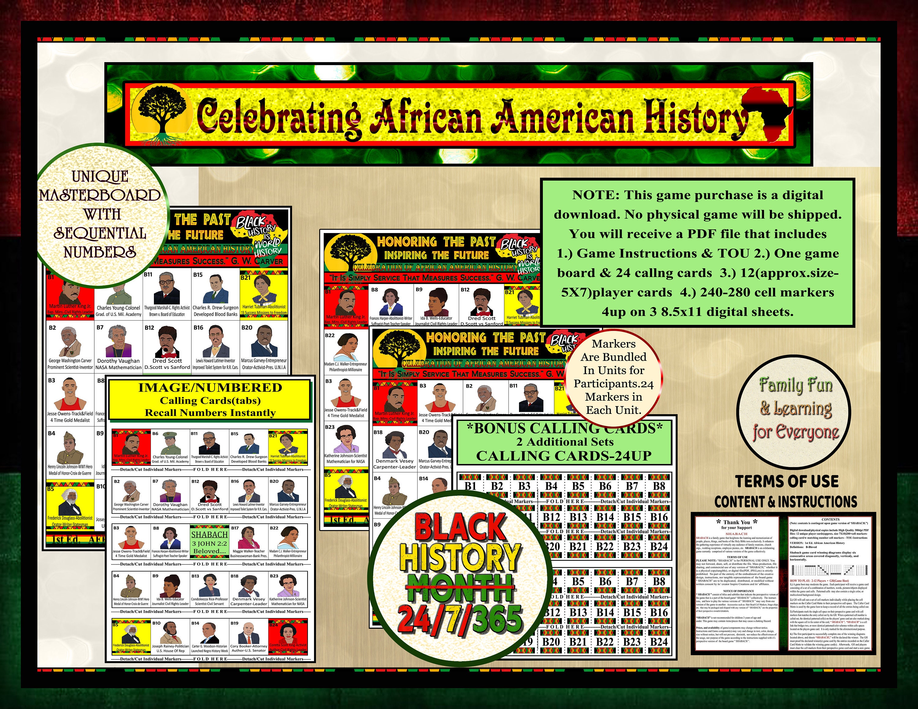 12 Game Cards Celebrating BLACK AFRICAN AMERICAN History-today 7/365 - Etsy
