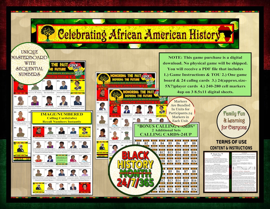 24 Game Cards Celebrating BLACK AFRICAN AMERICAN History-today 7/365 - Etsy
