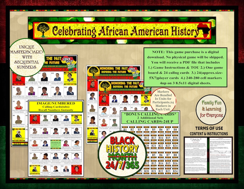 24 Game Cards Celebrating BLACK AFRICAN AMERICAN History-today 7/365 - Etsy