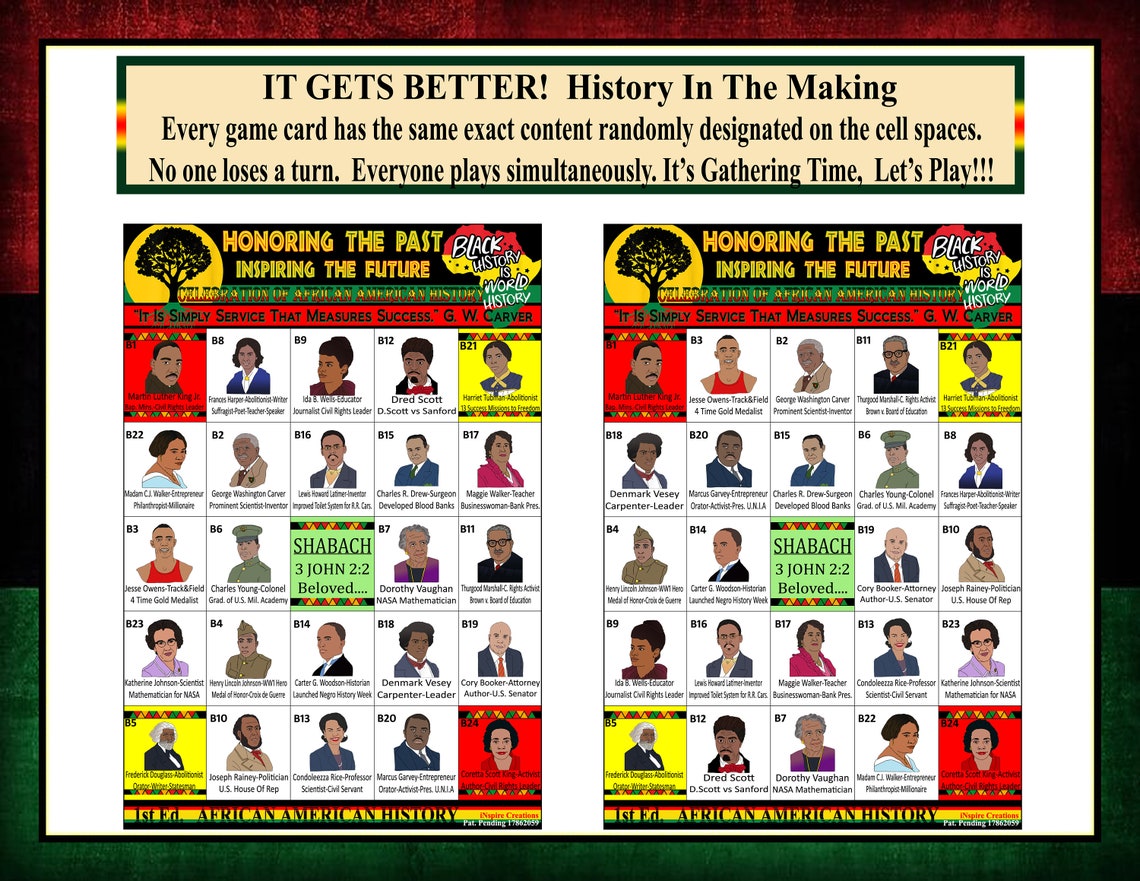 12 Game Cards Celebrating BLACK AFRICAN AMERICAN History-today 7/365 - Etsy
