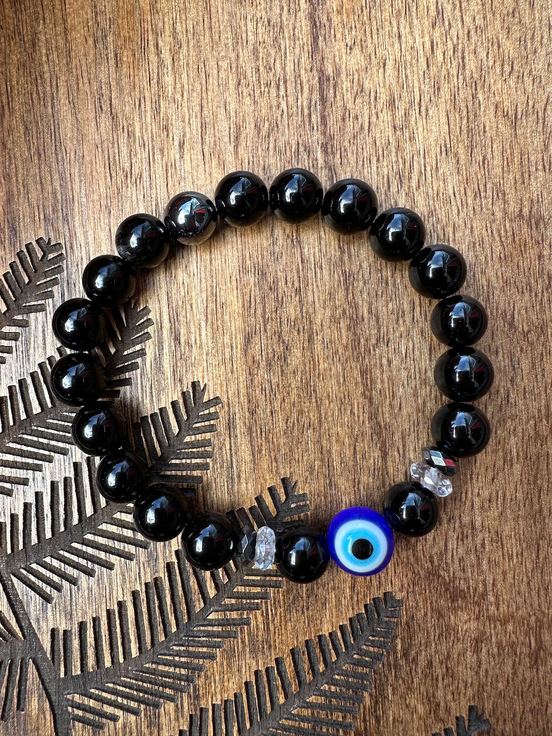 Black Obsidian Protection Bracelet - Evil Eye Talisman - Handmade ...