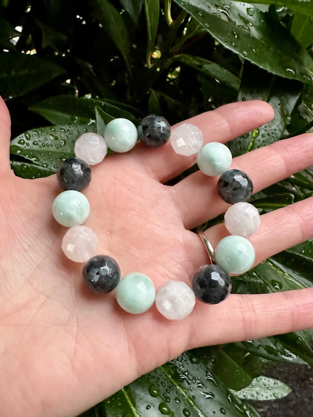 Green Moonstone, Larvikite Labradorite, Quartz Gemstone Bracelet Bridge ...