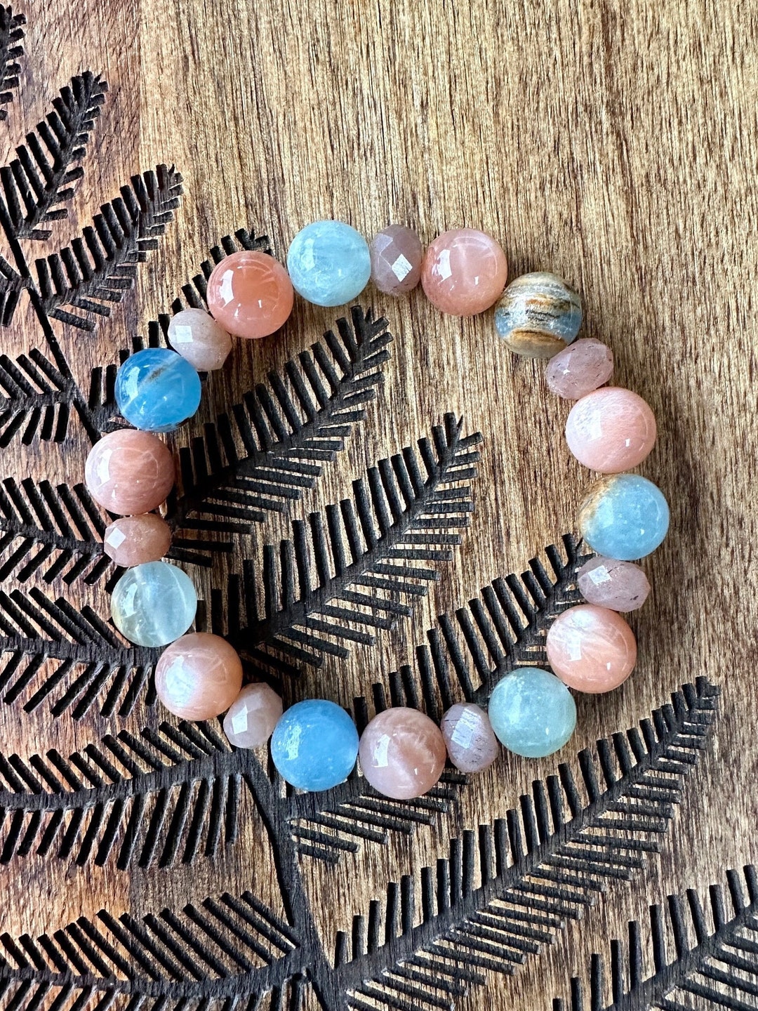 Blue Calcite, Sunstone, Moonstone Gemstone Bracelet Invite in Happiness ...