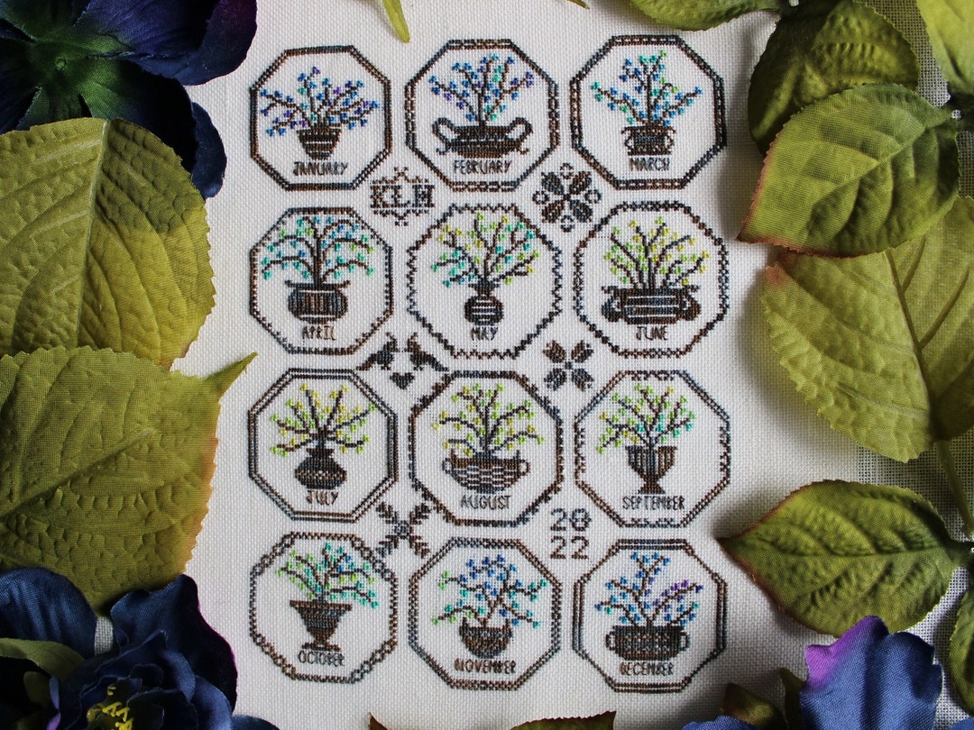 Quaker Basket Sampler - Leaves Temperature Chart Cross Stitch Pattern ...