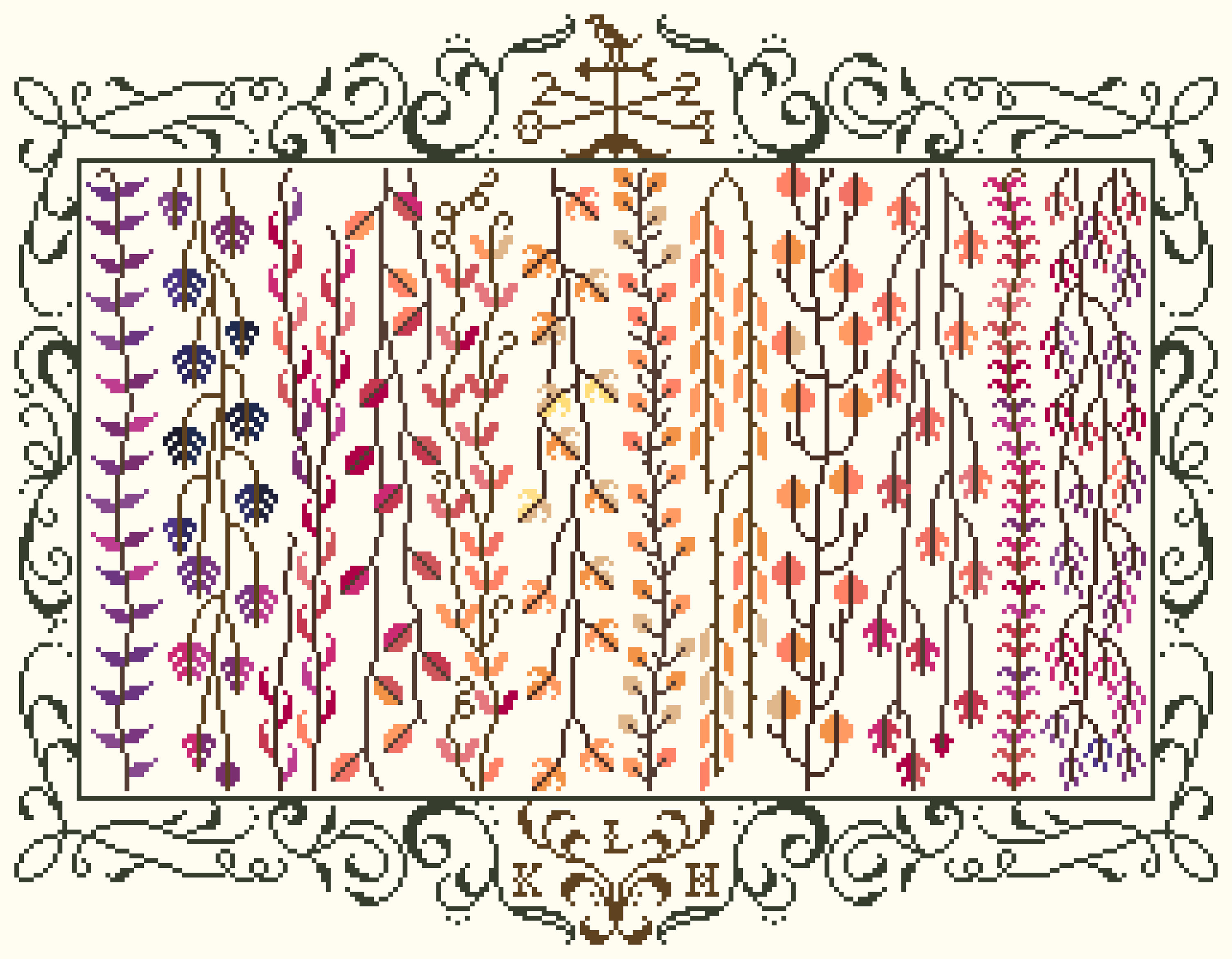 Weather Vines, 2024 Temperature Chart, Leaf and Greenery Cross Stitch ...