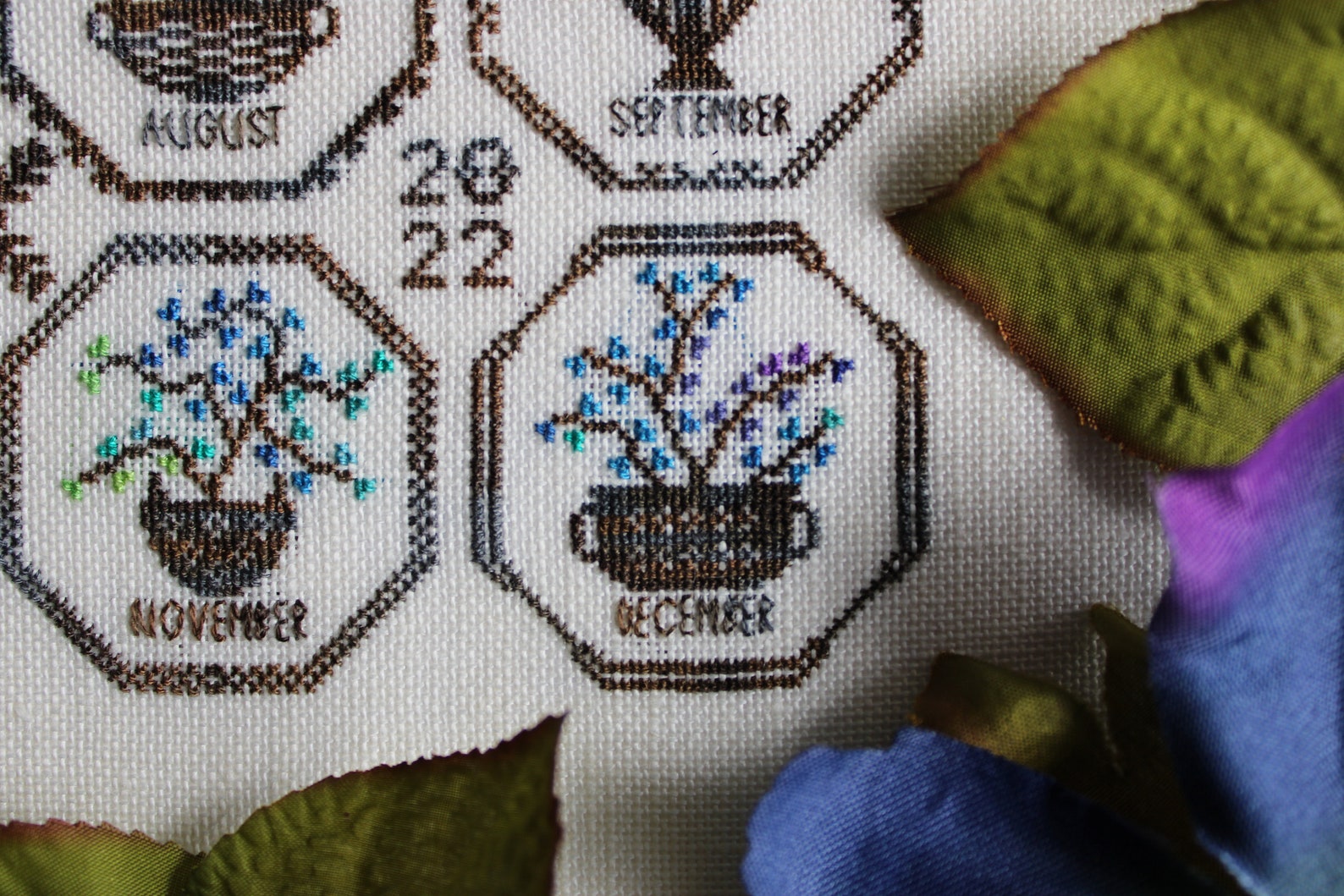 Quaker Basket Sampler - Leaves Temperature Chart Cross Stitch Pattern ...