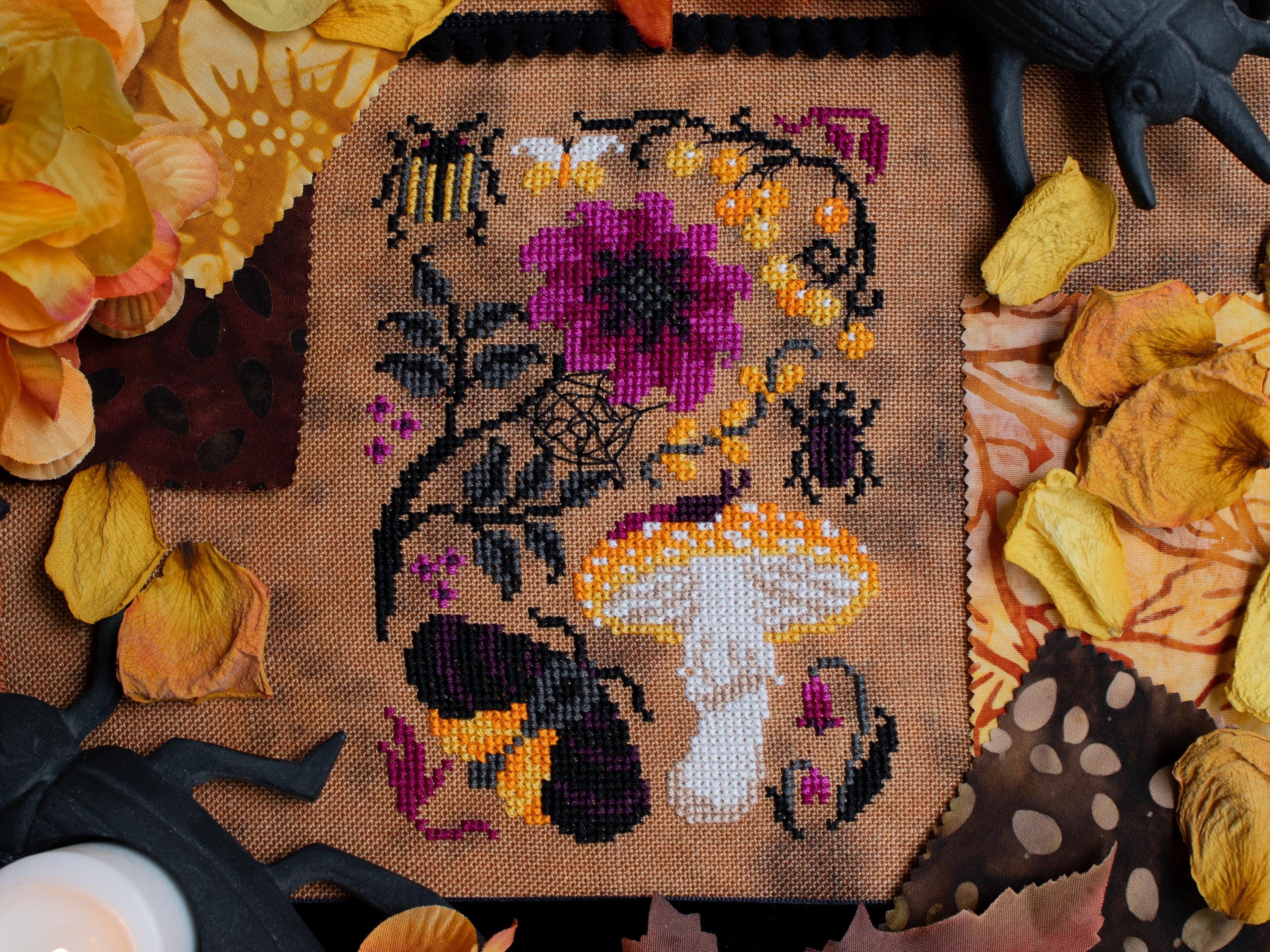 Witching Hour Nature Walk Cross Stitch Pattern - Halloween Mushroom ...