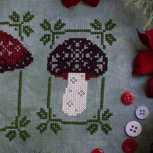 Festive Fungi Cross Stitch Pattern - Cottagecore Christmas Mushroom ...