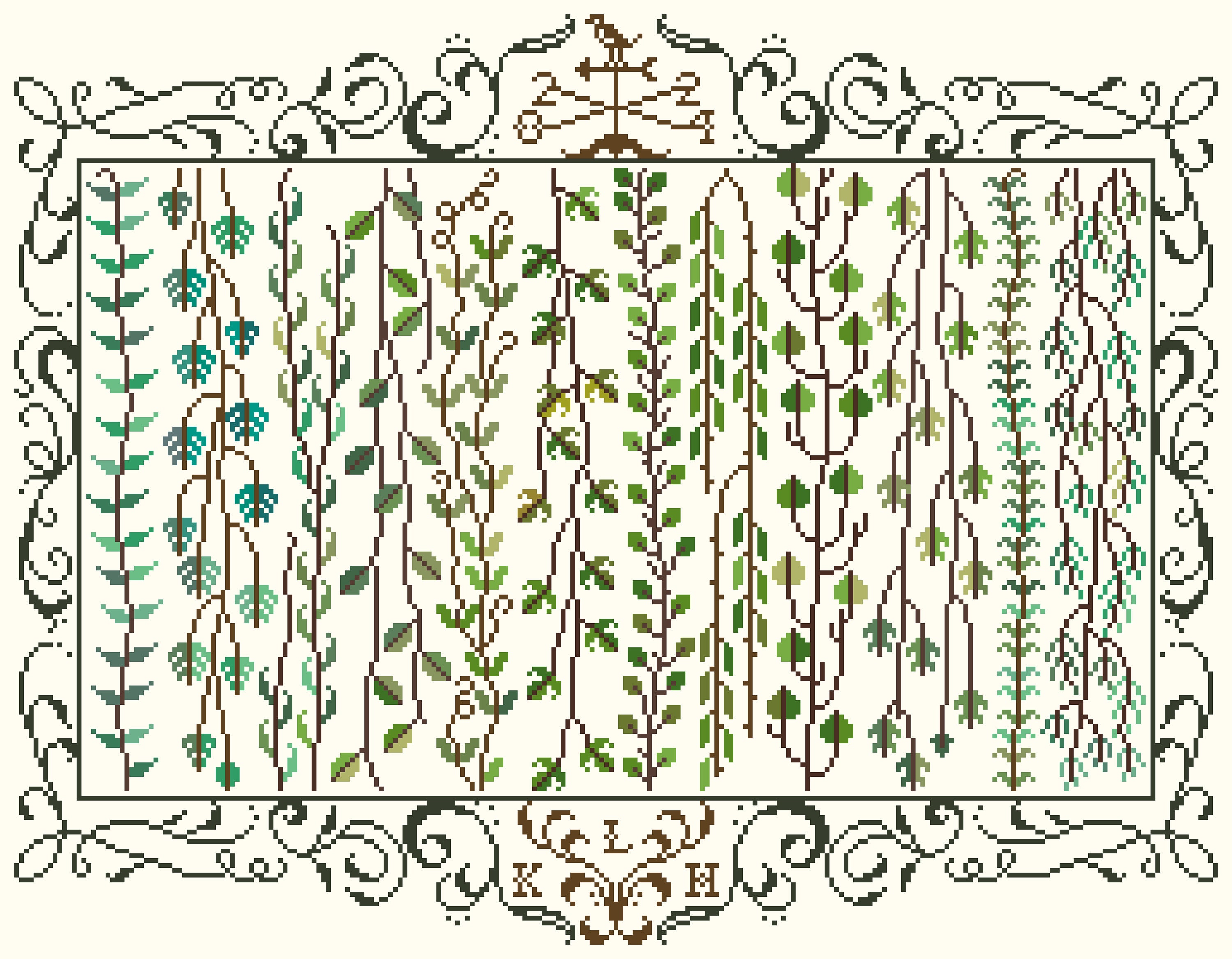 Weather Vines, 2024 Temperature Chart, Leaf and Greenery Cross Stitch ...